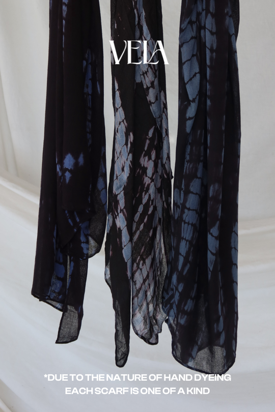 Embrace Casual Chic with Women's Denim Ripple Hijabs – Shop Now! – Vela