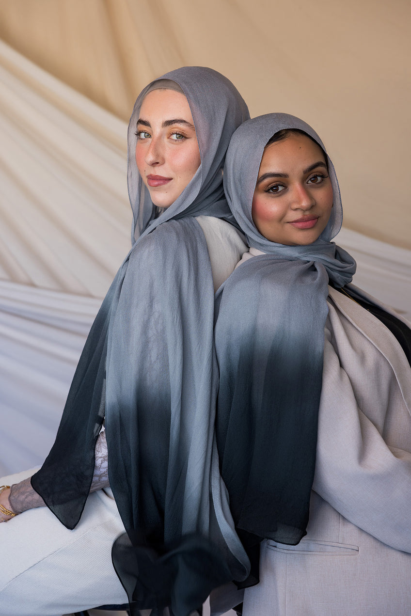ombre grey silk| CHIFFON | Fashion Forward Scarves - Vela