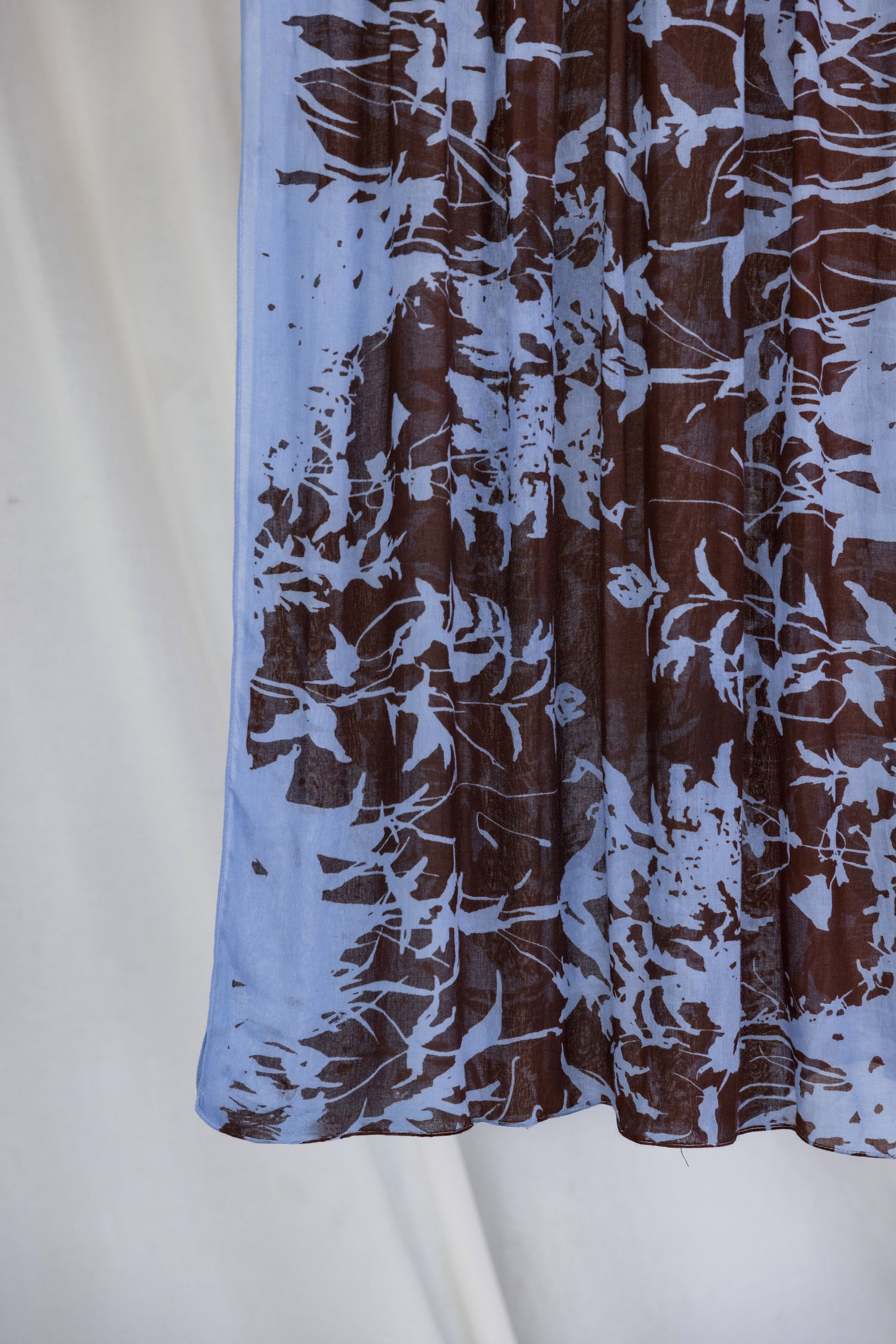 Chocolate Shadow Blossom – Brown Floral Scarf & Powder Blue Headscarf ...