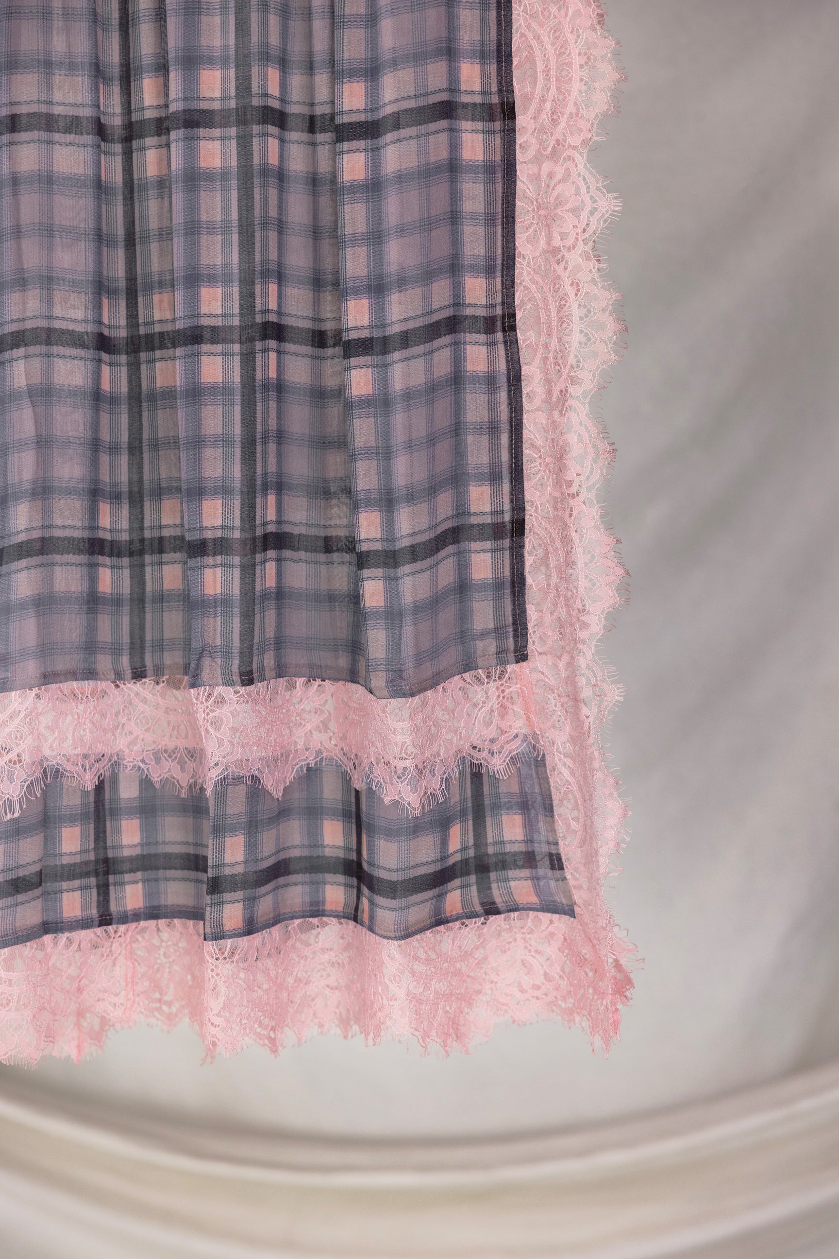 Pink Chantilly Plaid Hijab | Lace Trim Luxury Modal Scarf – Vela