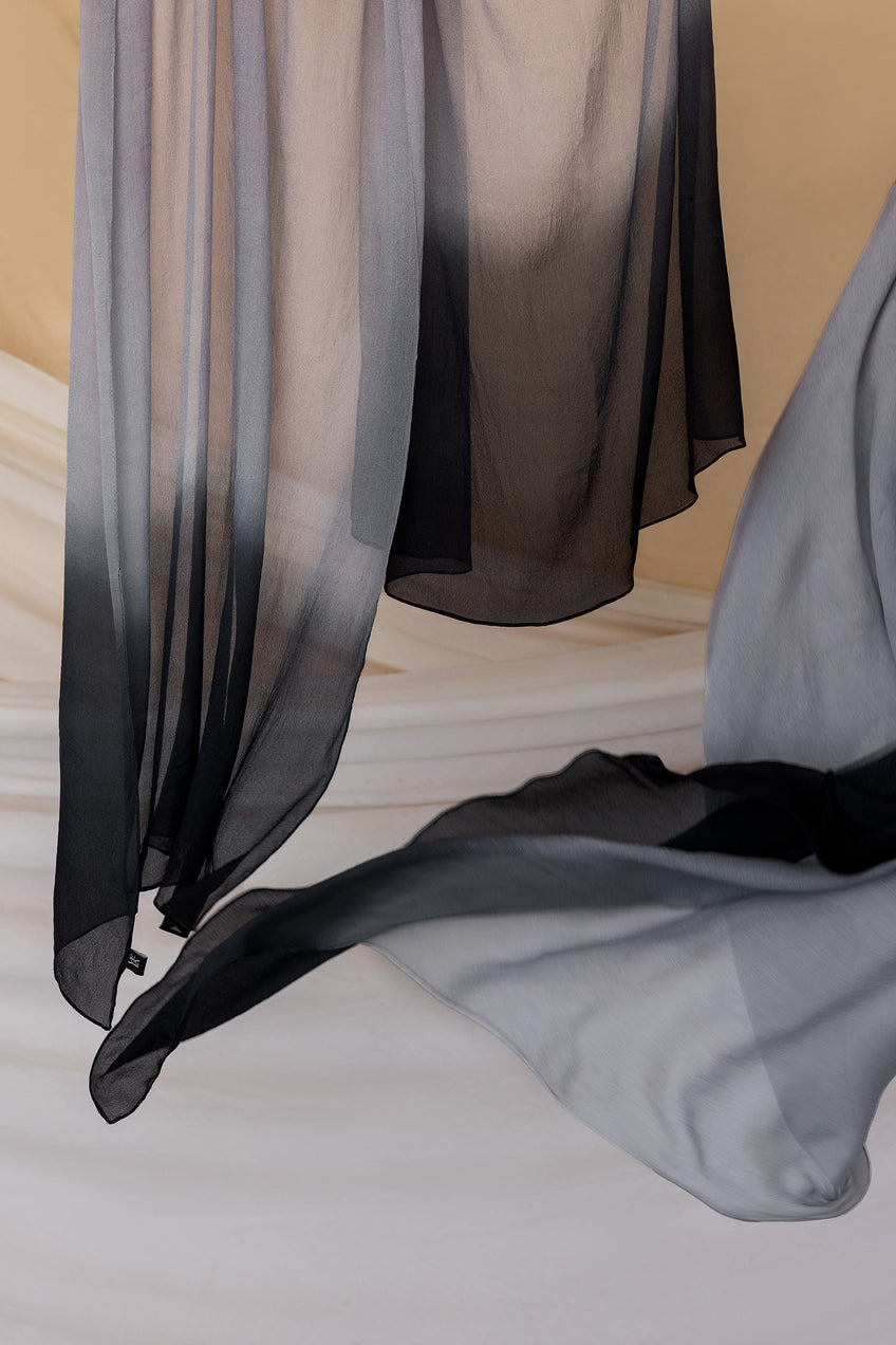 ombre grey silk| CHIFFON | Fashion Forward Scarves - Vela